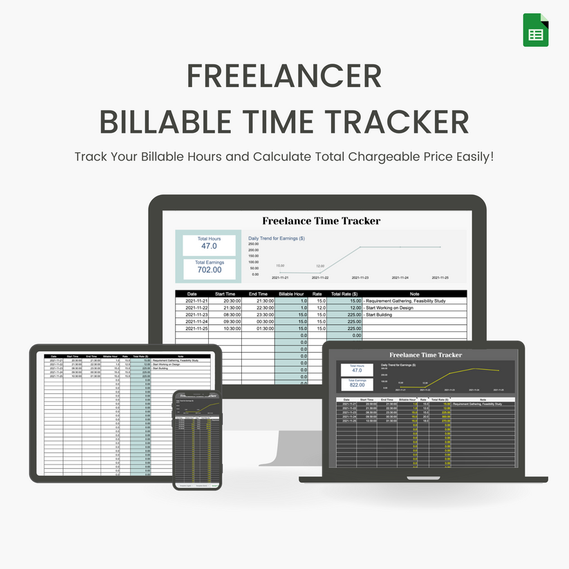 Freelancer Time Tracker Spreadsheets – Danalyser