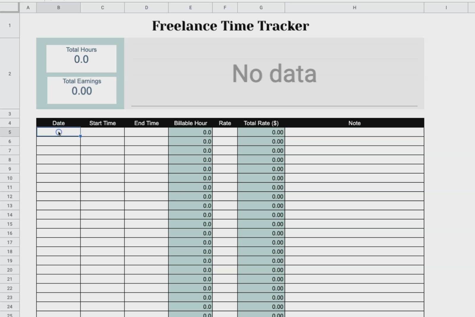 Freelancer Time Tracker Spreadsheets – Danalyser